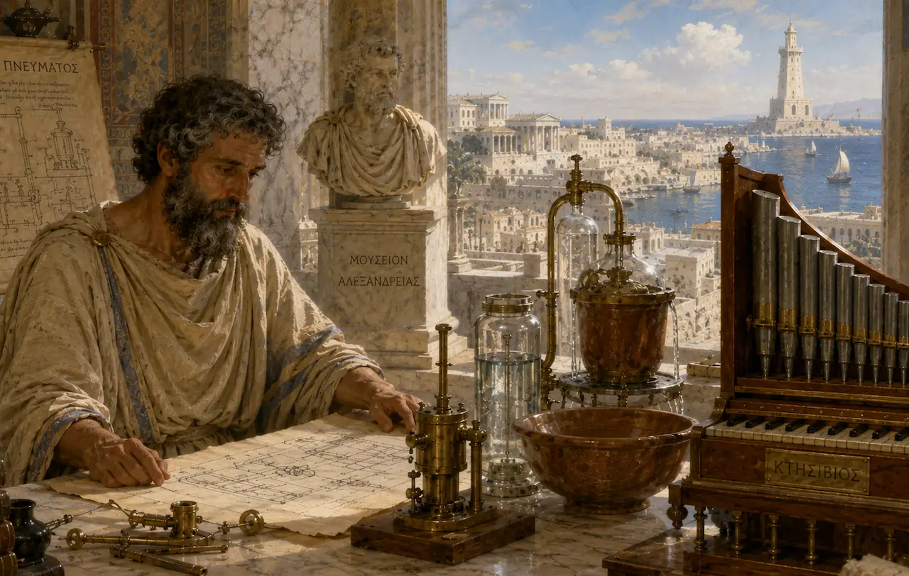 Ctesibius, the Greek sage who invented a hydraulic musical organ, the ...